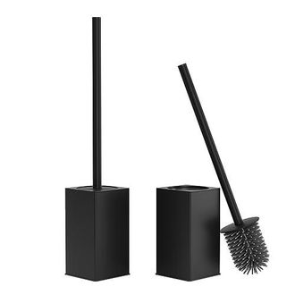 BGL Fashion Lot de 2 Supports de Brosse WC en métal Noir Mat