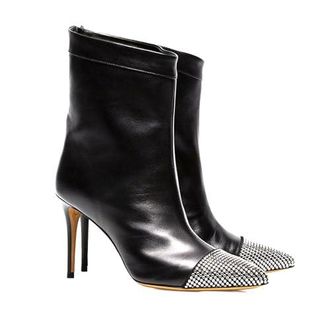 Generic Bottines &agrave; Talons Hauts et Bout Pointu Orn&eacute;es de Strass pour Femme,Chaussures &eacute;l&eacute;gantes &agrave; Enfiler avec Talon Aiguille,Bottines Courtes Classiques en C