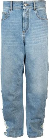 GCDS Gcds, Femme, Jeans, Bleu, Taille: W32 Pantalon en denim large d&eacute;chir&eacute; au laser