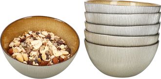 MamboCat 6er Set Kairo Gold Müsli-Schale I 500ml I elegante Glas-Schüssel mit goldenem Relief I 6 Personen I für Salat, Obst, Chips & Co