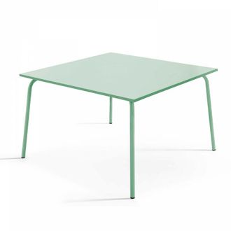 Oviala Table de jardin carr&eacute;e en acier vert sauge 120 cm - Palavas