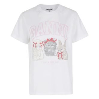 Ganni Femme, Tops, Blanc, Taille: 40 FR T-Chemises