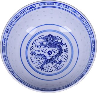 Generic Keramik-Ramen-Schalenset, blau-wei&szlig;e Porzellanschalen f&uuml;r Suppe, Salat, Reis & asiatische K&uuml;che, mikrowellen- und sp&uuml;lmaschinenfest, chinesisches Drac