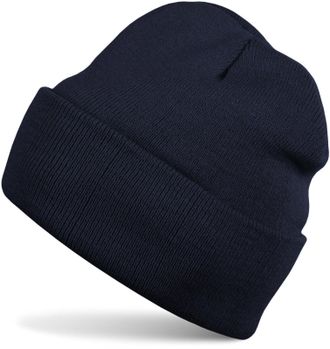 styleBREAKER Unisex Beanie Mütze einfarbig | Klassische Feinstrick Winter Strickmütze mit breitem Umschlag | Elastische Beanie in vielen Farben für Damen und Herre