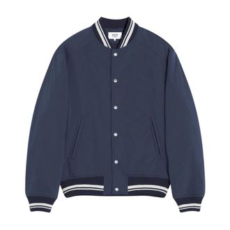 Maison Kitsuné Homme, Vestes, Bleu, Taille: XL Blouson Teddy Brodé