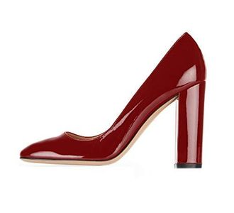 elashe | Escarpins Talon Bloc Femme | Bout Rond ferm&eacute; | Talons Hauts Femme Talon 10 cm Bordeaux EU39