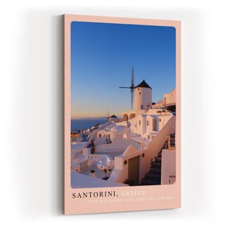 Paul Sinus Art Paul Sinus Kunstdruck 40x60cm Santorini Griechenland weiße Häuser und Windmühle bei Sonnenuntergang