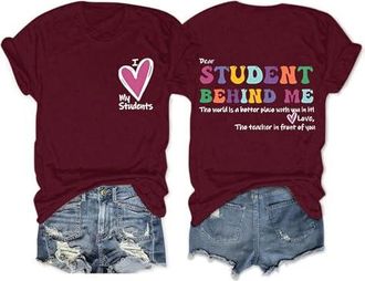 Generic T-shirt d&eacute;contract&eacute; &agrave; manches courtes et col rond pour femme, cadeau de Saint-Valentin 2026, bordeaux, XL