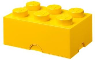 Room Copenhagen Bo&icirc;te de Rangement LEGO Brique 6 Plots jaune, Bo&icirc;te Empilable avec Couvercle, 8,47 l - Produit LEGO, Rangement Bureau, Chambre, Bo&icirc;te &agrave; Jouets