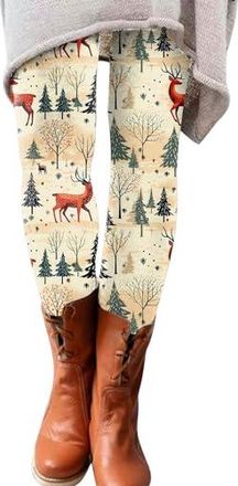 Generic Collant De Noel Femme - Imprimé Noël - Ventre Plat Pantalons De Sport - Grande Taille dautomne Et dhiver Chaud Collant - 2024 Course À Pied Élastique 