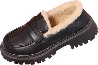 Generic Chaussures dhiver pour femme avec doublure en fausse fourrure - Couleur unie - Classique - &Eacute;l&eacute;gantes - Talon bas - Confortables et chaudes - &Agrave; enfiler