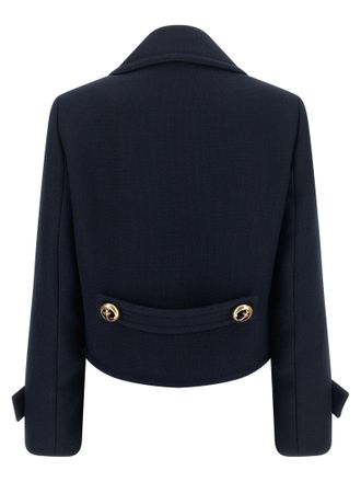 Balenciaga Double-Breasted Wool Blazer - Navy