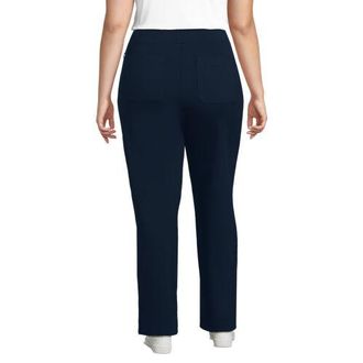 Lands End Starfish Straight Fit Mid Waist Hose, Damen, Gr&ouml;&szlig;e:56-58 plus, Blau, Elasthan/Baumwoll-Mischung, by Lands End