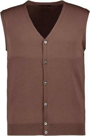 Boggi Milano Herren Strickweste braun Merinowolle unifarben