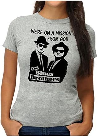 OM3 Blues Brothers - T-shirt - Femme - On A Mission from God Jake and Elwood - S - XXL, Gris mélangé, XL