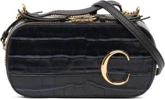Chlo&eacute; Sac bandouli&egrave;re pr&eacute;-poss&eacute;d&eacute; effet croco - Femme - Pre-owned - Noir - Taille: ONE Size
