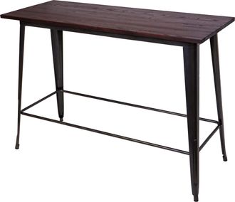 Mendler Bartisch HWC-H10, Hochtisch Tresentisch, Industrie-Design Ulme Holz MVG-Zertifiziert 106x147x60cm Vintage schwarz-braun