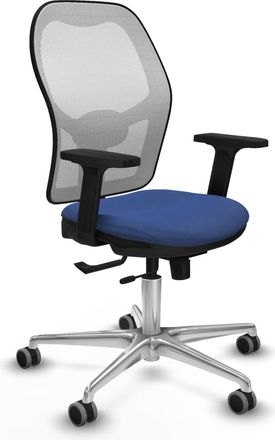 Piqueras y Crespo Jorquera blauer Schreibtischstuhl mit 2D-Armlehnen, h&ouml;henverstellbare Lendenwirbelst&uuml;tze, ausgestattet mit Syncro/Traslack und injiziertem Schaumstoff