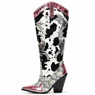 Cape Robbin Bottes de cowboy &agrave; imprim&eacute; animal pour femme - Tige de 30,5 cm - Bout pointu - Bottes de cowgirl occidentales avec talon bloc de 7,6 cm et semelle int