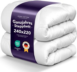 John Cotton Bettdecke 240x220 - Elegant & Atmungsaktive Decke f&uuml;r Allergiker | Oeko-Test Zertifiziert Steppdecke | Ideal Schlafdecke f&uuml;r Fr&uuml;hling & Herbst | Ganzj
