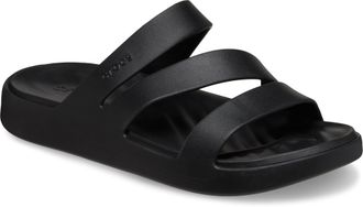 Crocs Badepantolette CROCS Getaway Strappy, Damen, Gr. 36, schwarz, Croslite, unifarben, Schuhe Badelatschen Pantolette, Sommerschuh, Badeschuh, Poolslides 