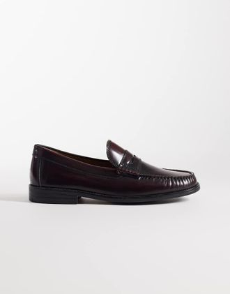Jack & Jones Mocassins en cuir - Bordeaux-Rouge