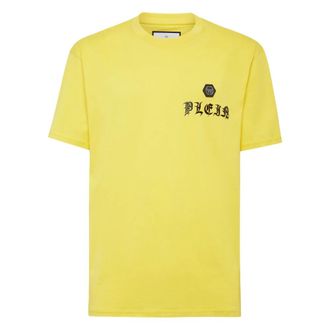 Philipp Plein Homme, Tops, Jaune, Taille: 3XL T-shirt Round Neck SS Gothic