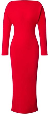 Alberta Ferretti Femme, Robes, Rouge, Taille: 34 FR Robe Midi Cady Stretch Col Bateau