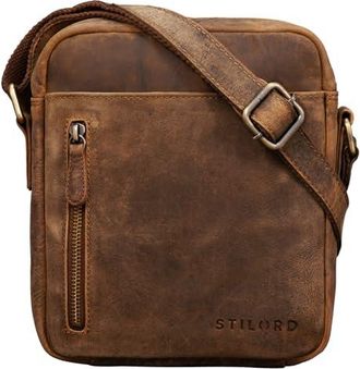 STILORD Kennedy Sacoche Vintage Cuir Homme Sac à Bandoulière Petit pour Tablette PC Sac Messager Besace pour Hommes en Cuir véritable, Couleur:Marron Moyen