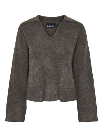 Pieces Pcnuna Ls V-Neck Polo Knit Bc