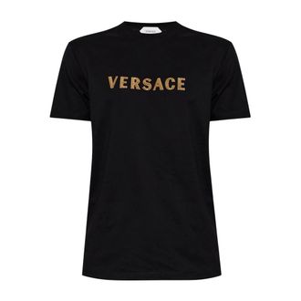 Versace T-Shirt Mit Logo - - Tops - Herren - Schwarzk - M