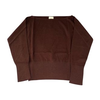 Calvin Klein Pull col bateau en laine M&eacute;rinos m&eacute;lang&eacute;e - Femme - Pulls - Brun - Taille: 40 FR