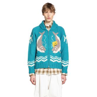 KAPITAL Hand Knit Peckish Trout Zip Cardigan