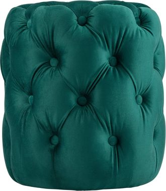 Clp Sitzhocker Samt rund Drancy, gepolstert mit Zierkn&ouml;pfen, Chesterfield-Optik, Polsterhocker f&uuml;r Wohnzimmer & Schlafzimmer, Farbe:dunkelgr&uuml;n, Gr&ouml;&szlig;e:M