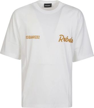 Dsquared2 Homme, Tops, Blanc, Taille: XL Loose Fit T-Shirt