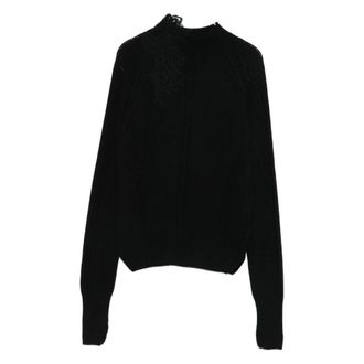 Ermanno Scervino Femme, Pulls, Noir, Taille: 40 FR Pull noir à motif floral en tricot