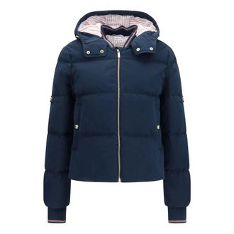 Thom Browne Gewachste technische Steppjacke mit Kapuze - - Jackets - Damen - Blau - L