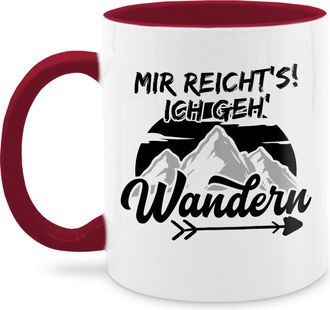 Shirtracer Tasse Tassen 325ml - Deko Hobby Geschenk - Mir reichts ich geh wandern - Pfeil - schwarz - 325 ml - Bordeauxrot - berg wander fanmug wanderer kaffeeta