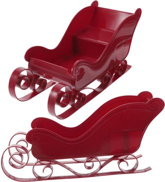 BESPORTBLE 2 St&uuml;ck Kleiner Weihnachtsschlitten aus Kunststoff Rote Tischdekoration mit Bonboniere Festliche Deko f&uuml;r Zuhause und B&uuml;ro