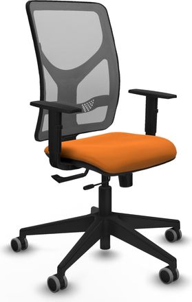 Piqueras y Crespo Stuhl mit Lendenwirbelst&uuml;tze, mit 1D-Armlehnen, ausgestattet mit Syncro/Traslack und Schneideschaum, 65 mm Rollen, Parkett, Grau/Orange