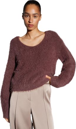 OPUS Damen Pullover | PLARI Regular Strickpullover aus weichem Effektgarn Dark Grape, 38