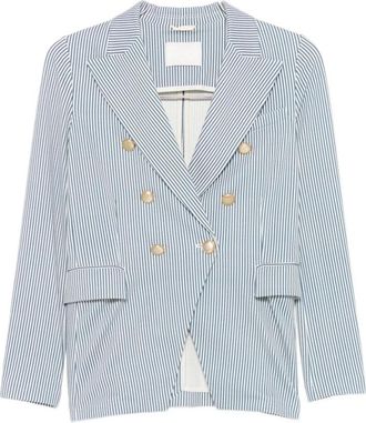 Circolo 1901 Femme, Vestes, Bleu, Taille: 34 FR Veste crois&eacute;e ray&eacute;e