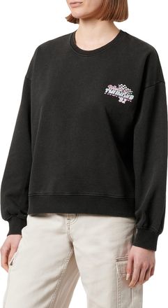 Only Womens ONLLUCINDA REG L/S Race O-Neck Box SWT Sweatshirt, Black/Print:Thunder, M