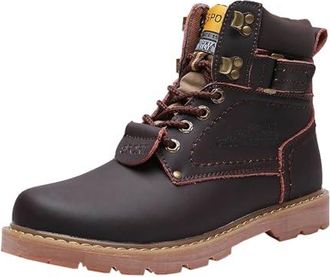 Generic Bottines en cuir synth&eacute;tique pour homme, bottes de neige &agrave; lacets, bottes de randonn&eacute;e, bottes de marche &agrave; bout rond, semelles antid&eacute;rapantes, chaussu