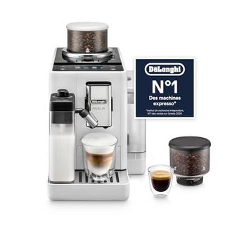 DeLonghi Rivelia - Perfetto Machine à Café Automatique avec LatteCrema Mousseur,16 Boissons Enregistrées, Écran Tactile Couleur, Réservoir à Grains Interchange