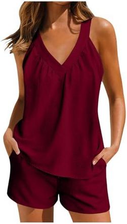 Generico Ensembles Femmes Sportifs Casual grande taille Large Tops Et Shorts Dété Coordonné Élégant Combinaisons De Gymnastique Respirant Confortable À La Mais