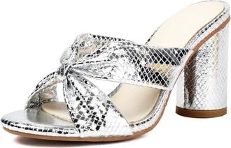 Generic Eestfy Sandales Femme Imprim&eacute; Serpent Talon Carr&eacute; M&eacute;tallique Bout Ouvert Mules Slides Talons Haute Mode pour &Eacute;v&eacute;nements Cocktail et Sortie Nocturne St