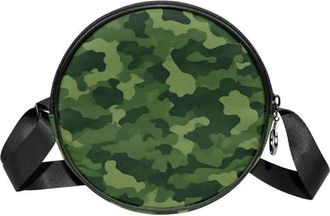 Generic Sac &agrave; bandouli&egrave;re Circle pour femme, petit sac &agrave; bandouli&egrave;re camouflage avec fermeture &eacute;clair, bretelles r&eacute;glables, sac &agrave; main rond d&eacute;contract&eacute; pour f