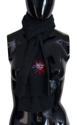 Dolce & Gabbana Womens Black Sacred Heart dgloveslondon Wrap Scarf Wool