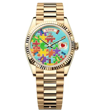 Rolex Collectors Gold Puzzle Piece Oyster Perpetual Day-Date 36mm Watch